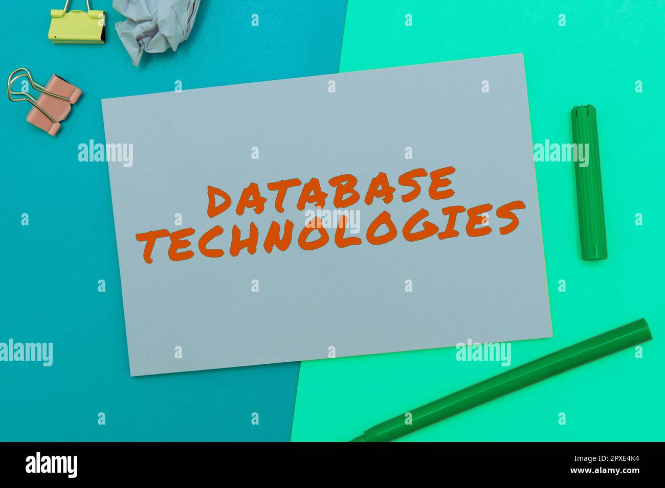 Hand writing sign Database Technologies, Word Written on uses a database application that ...