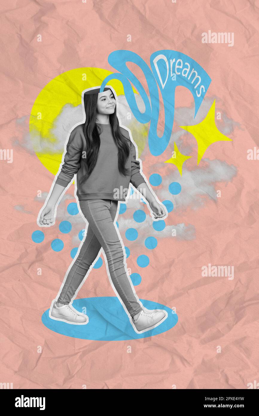 Magazine poster banner collage of confident persistent teenager girl ...