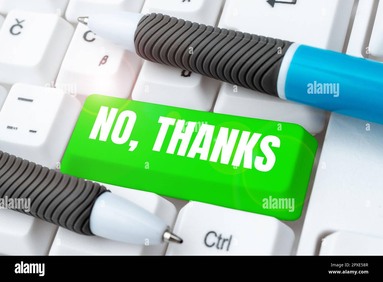 Hand writing sign No, Thanks, Concept meaning Answering question using ...