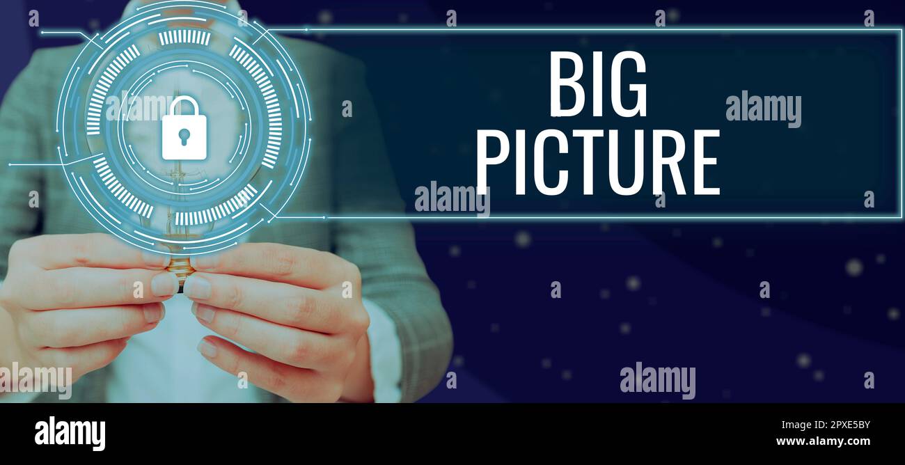 Text sign showing Big Picture, Word for most important facts about ...