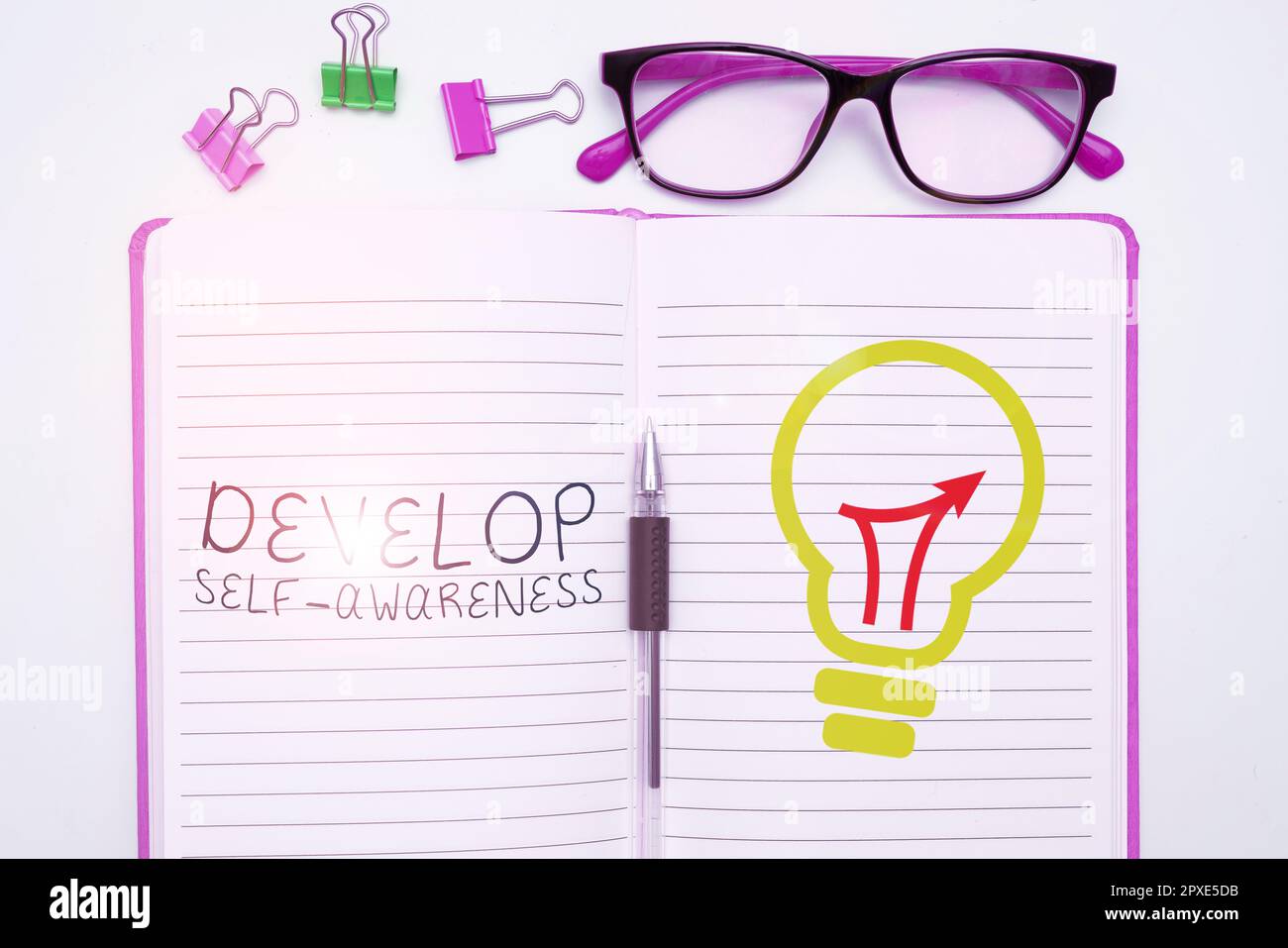 Hand writing sign Develop Self Awareness, Business concept Improve ...