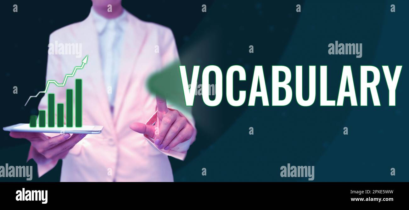 Text sign showing Vocabulary, Concept meaning collection of words and ...