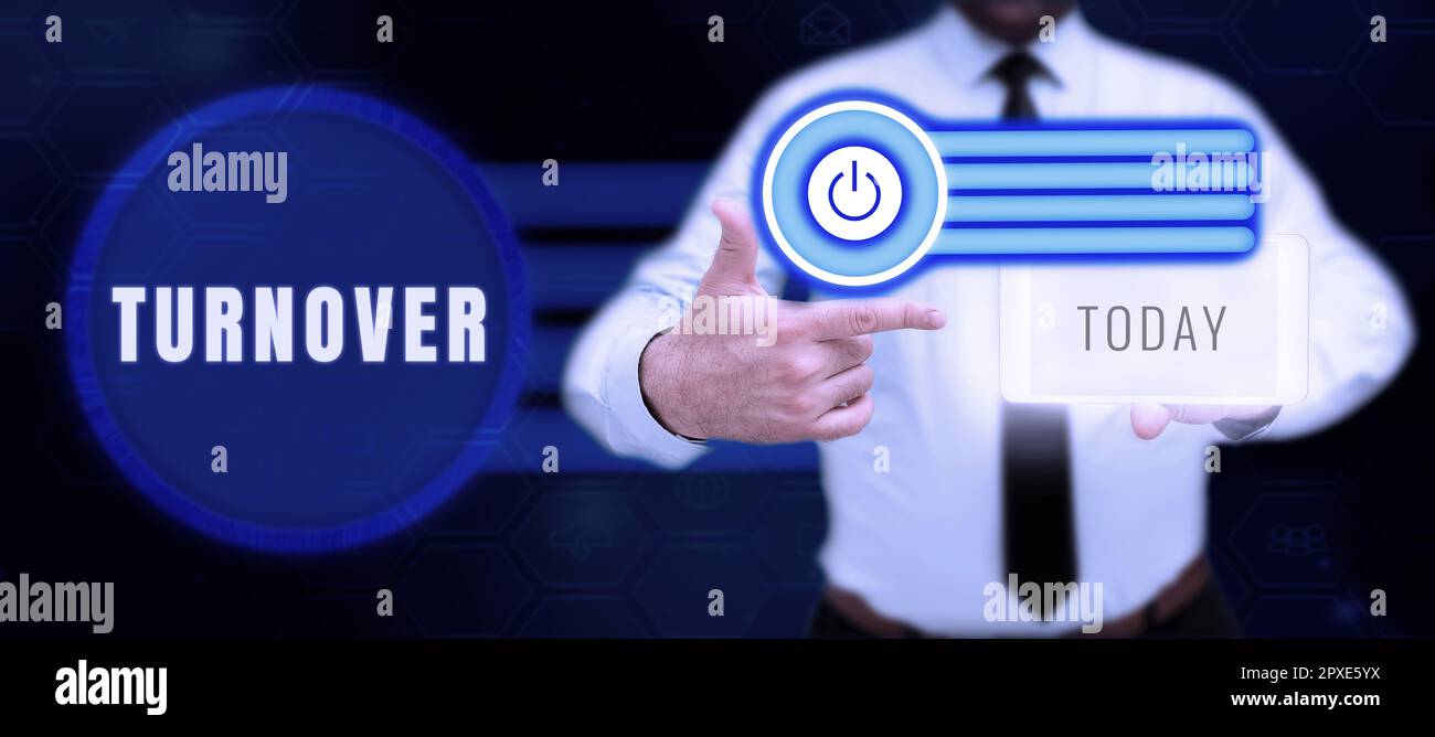 Sign displaying Turnover, Word Written on the percentage of workers who ...