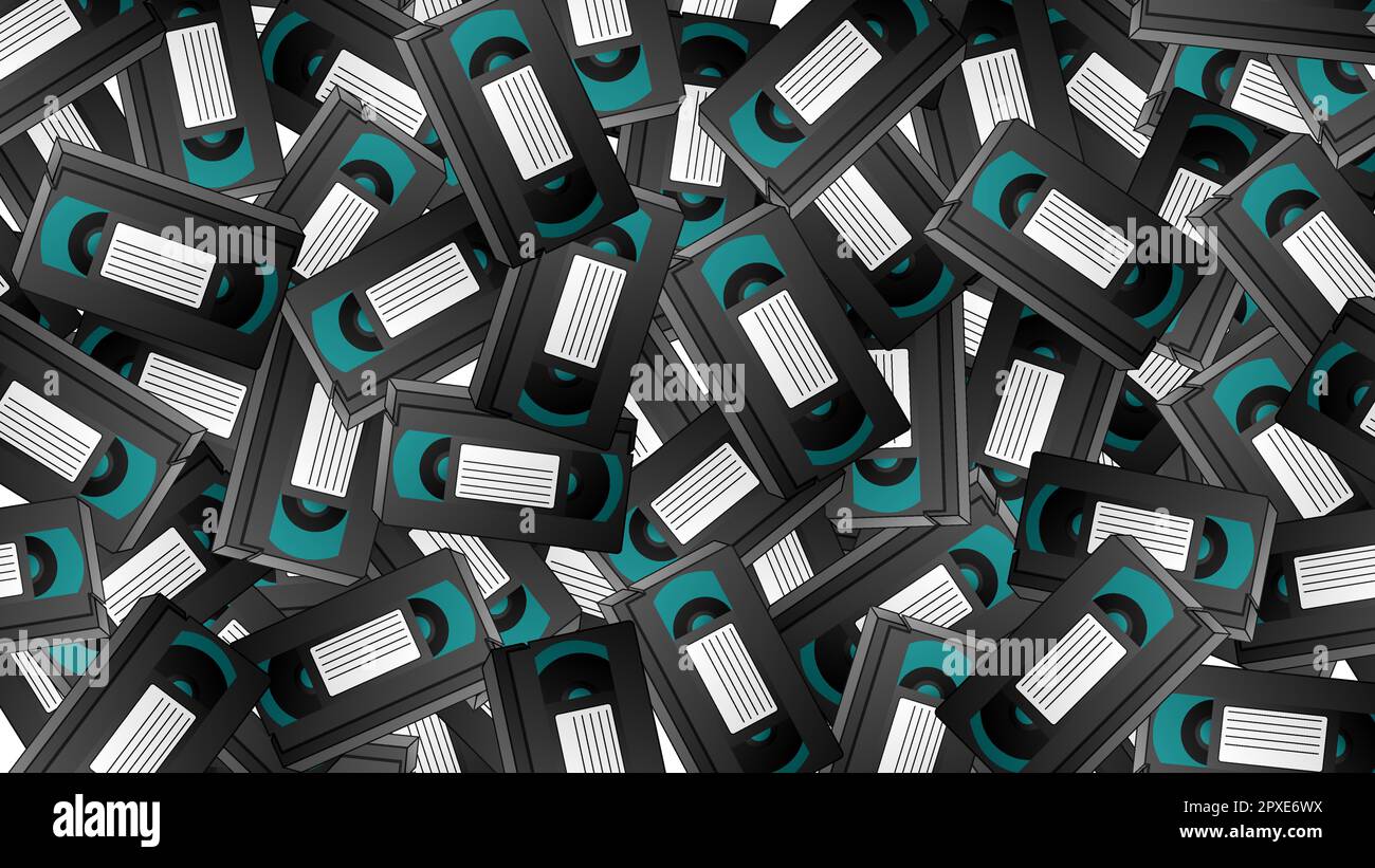 Seamless pattern of retro old hipster video cassettes for watching ...
