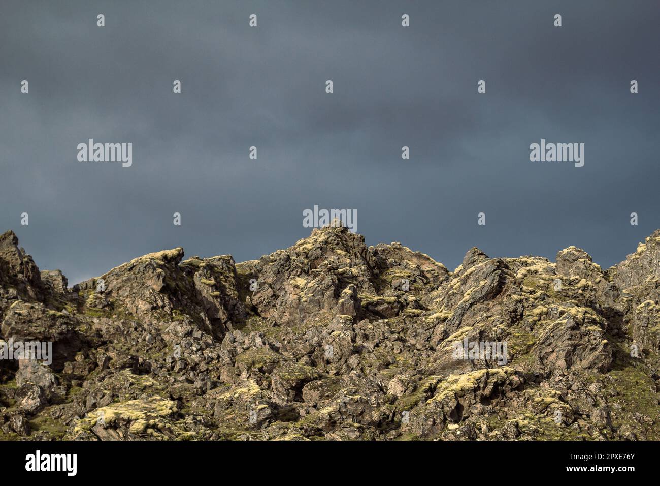 Mountain slopes with overcast sky landscape photo. Beautiful nature ...