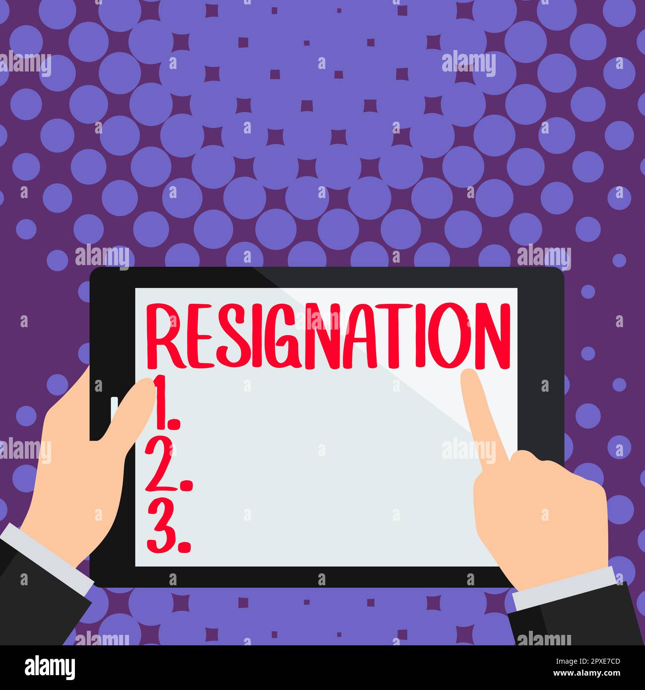 Text caption presenting Resignation, Business overview act of giving up ...