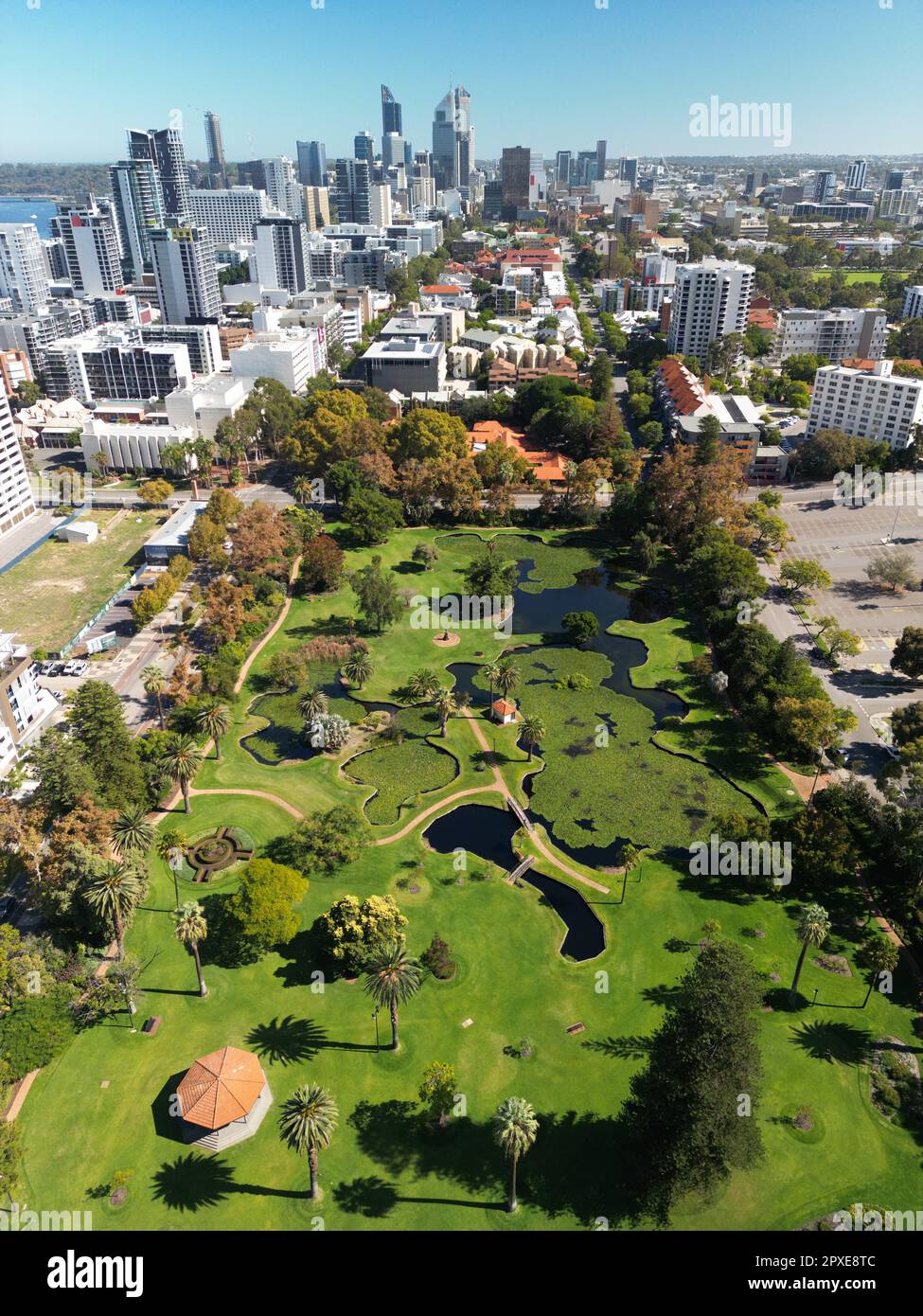 An aerial view of Queens Gardens in Perth, Western Australia Stock ...