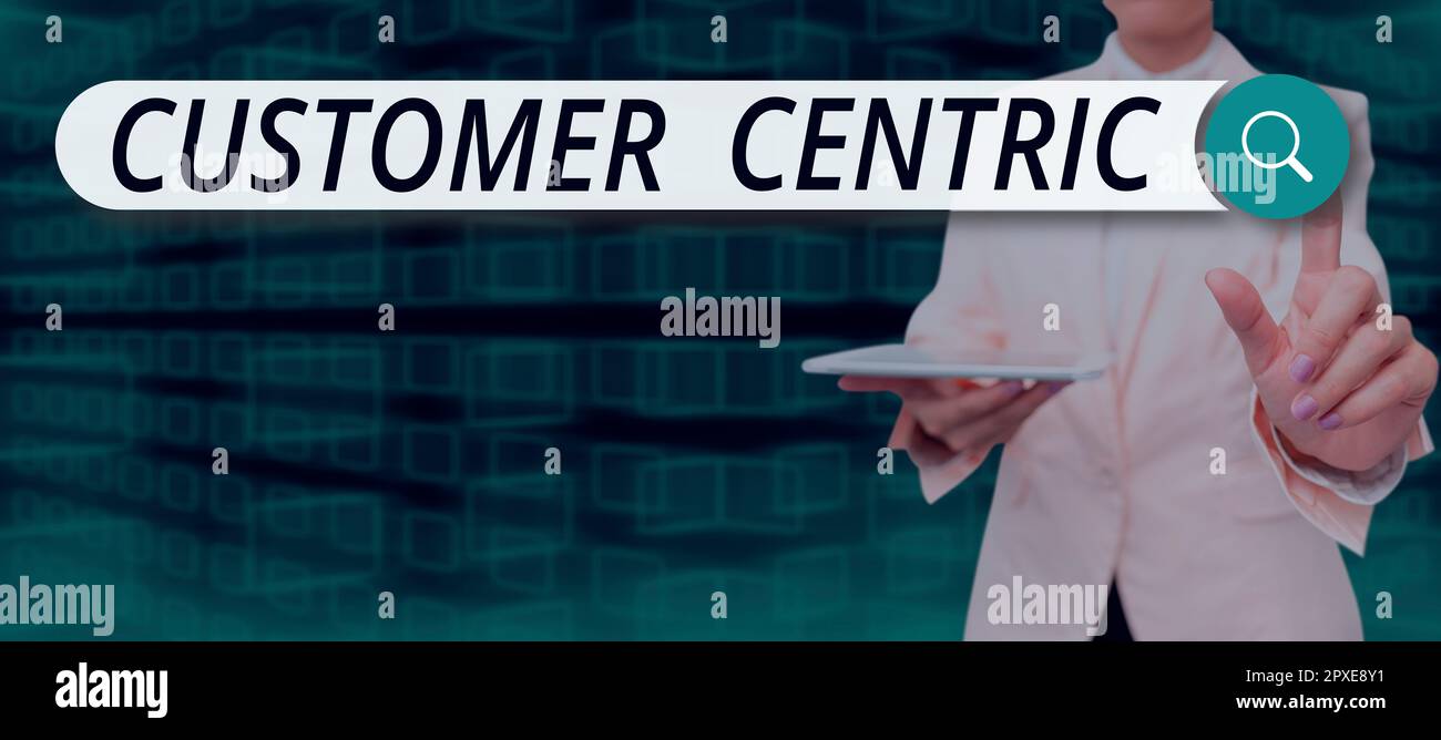 Hand writing sign Customer Centric, Internet Concept process of looking ...