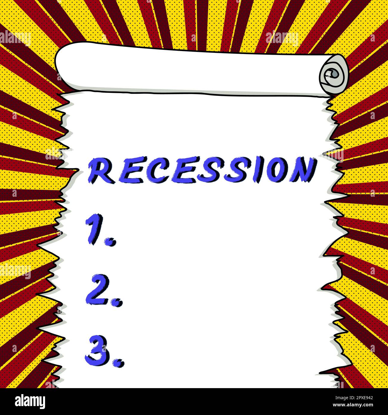 Handwriting text Recession, Word Written on the process of progressive decrease in growing ...