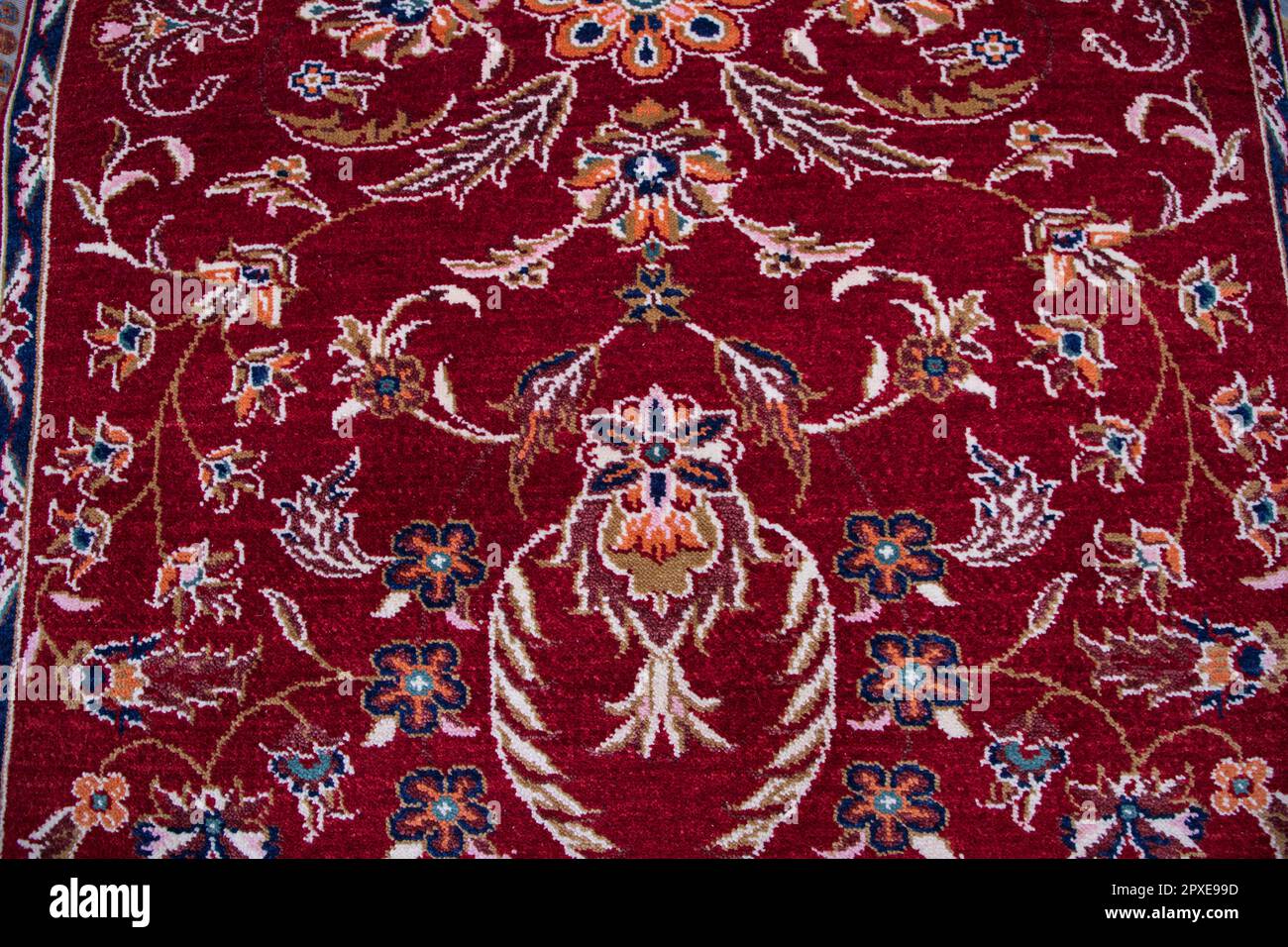 Detail of a traditional Turkish carpet in Istanbul, texture background ...