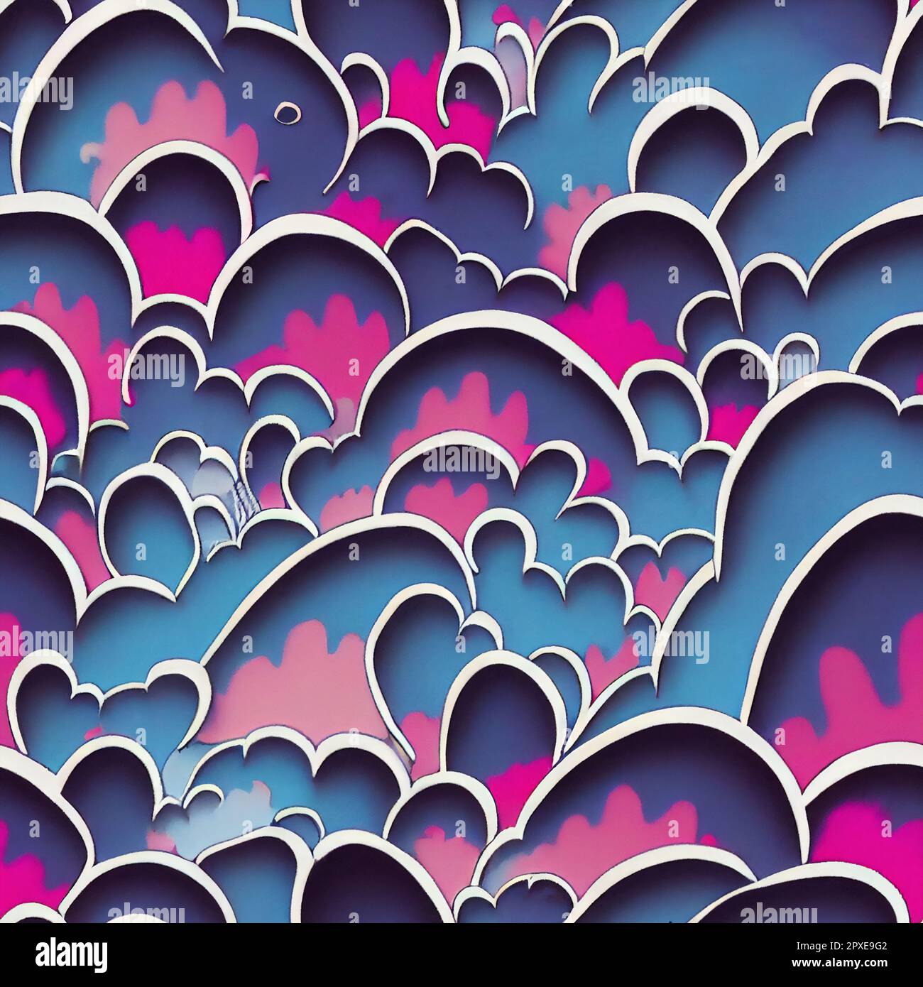 Abstract clouds pattern, illustration artwork digital design Stock ...