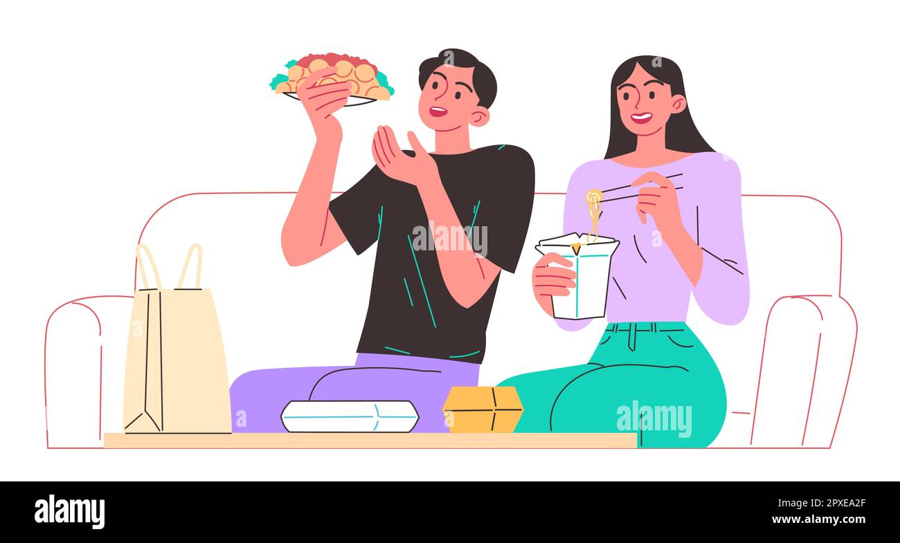Young people eating at home Stock Vector Image & Art - Alamy