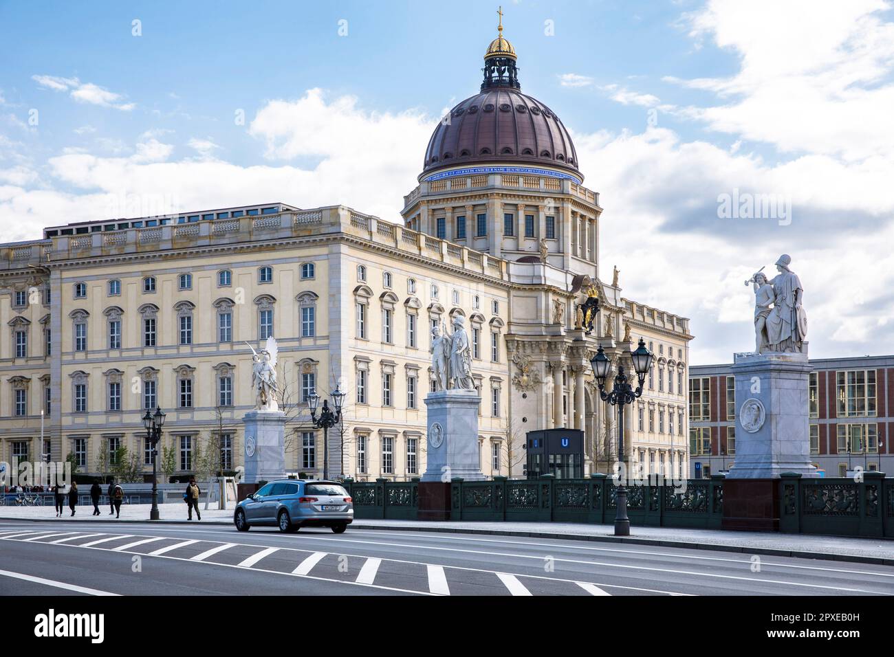 City Palace in the district Mitte, west facade with dome, statues on ...