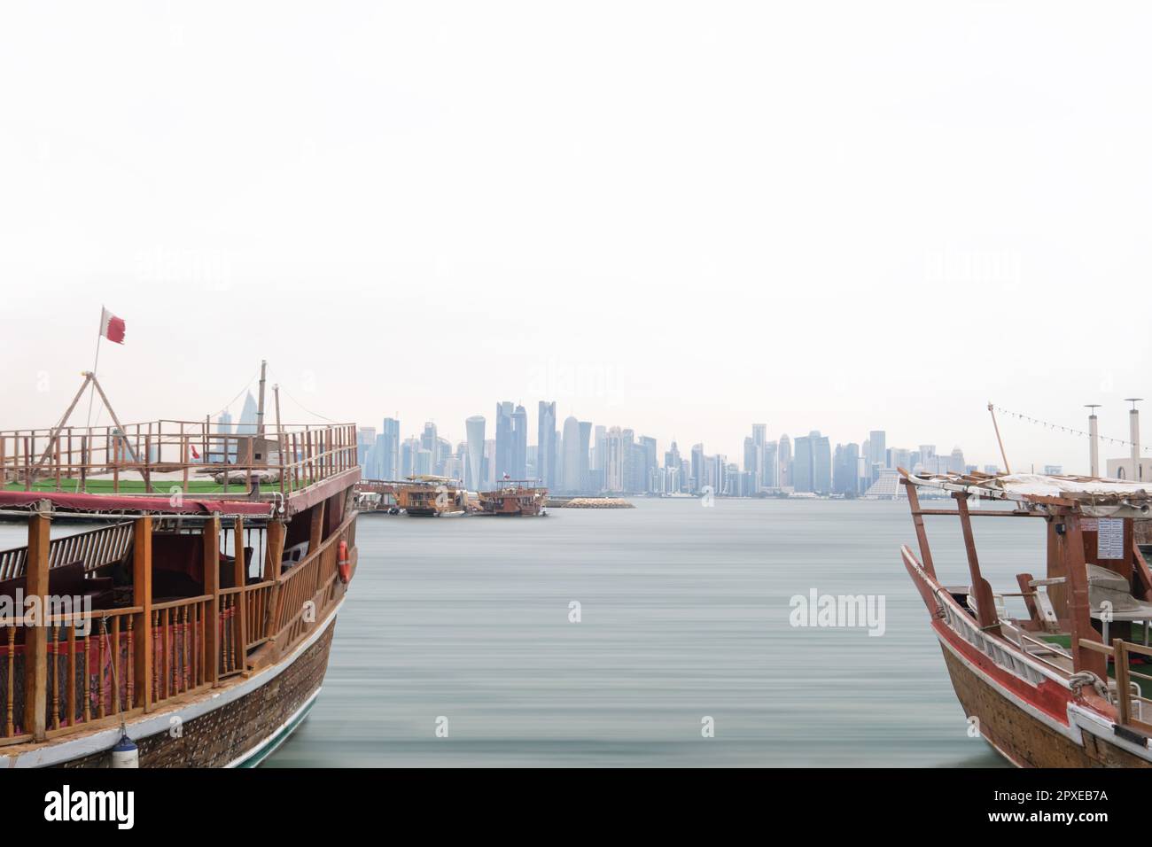 Doha, Qatar - April 2023: Panoramic cityscape view of Doha skyscrapers ...