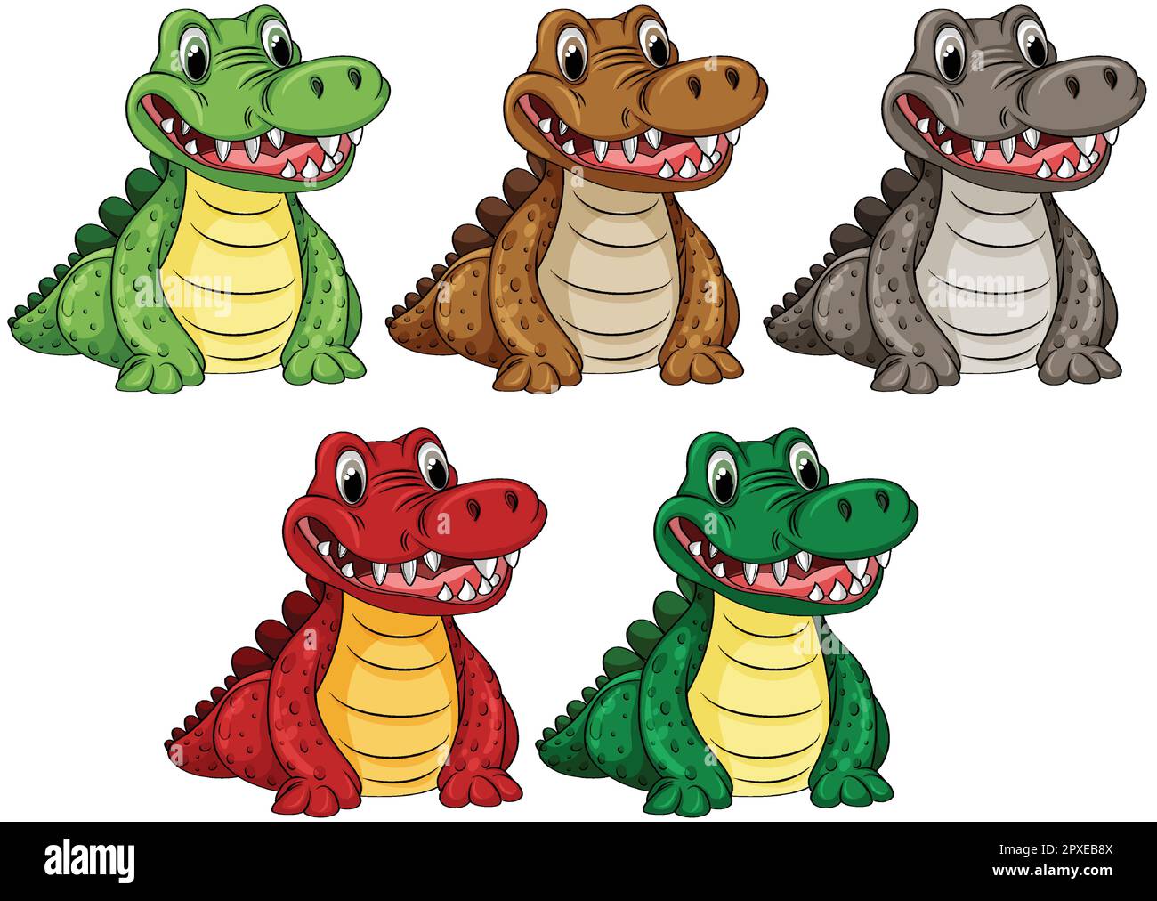 Cute Cartoon Crocodile Character illustration Stock Vector Image & Art ...