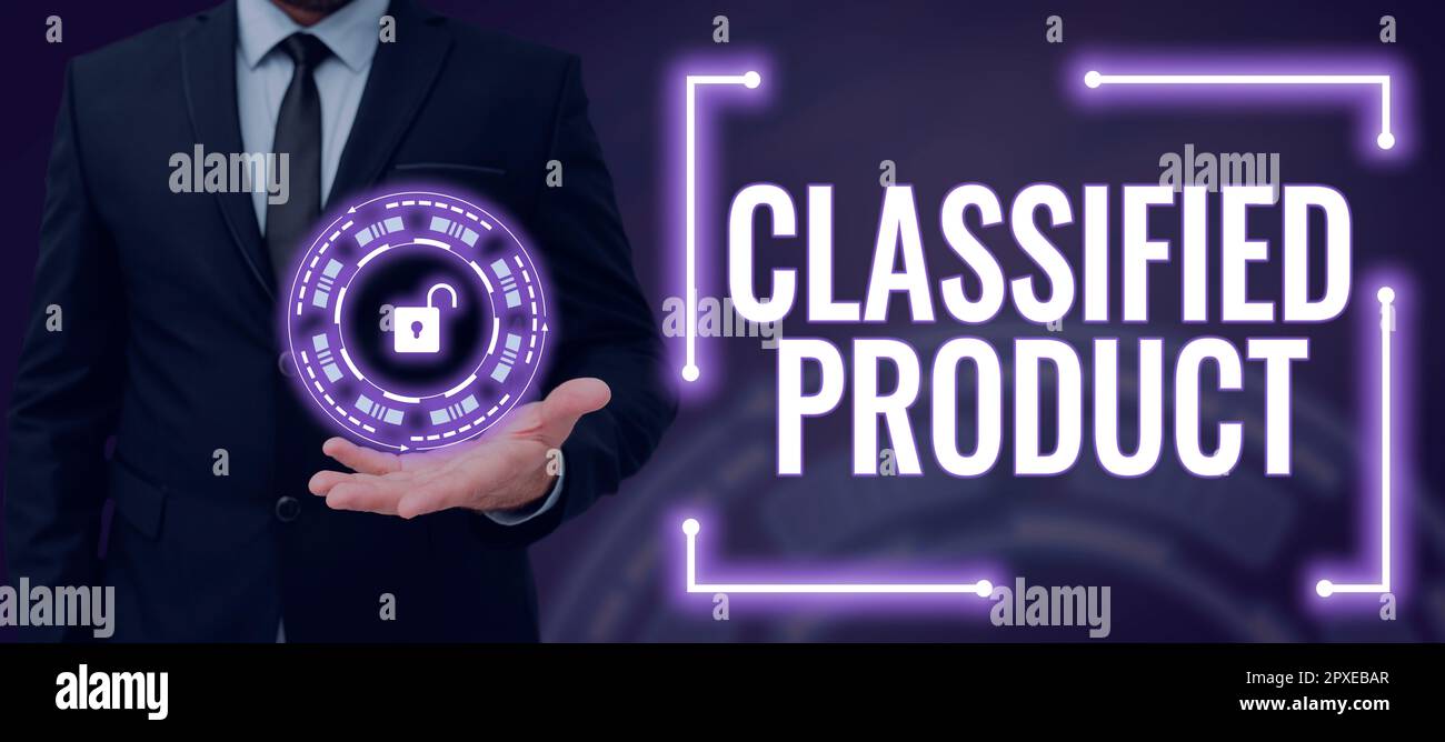 Writing displaying text Classified Product, Internet Concept Sensitive ...