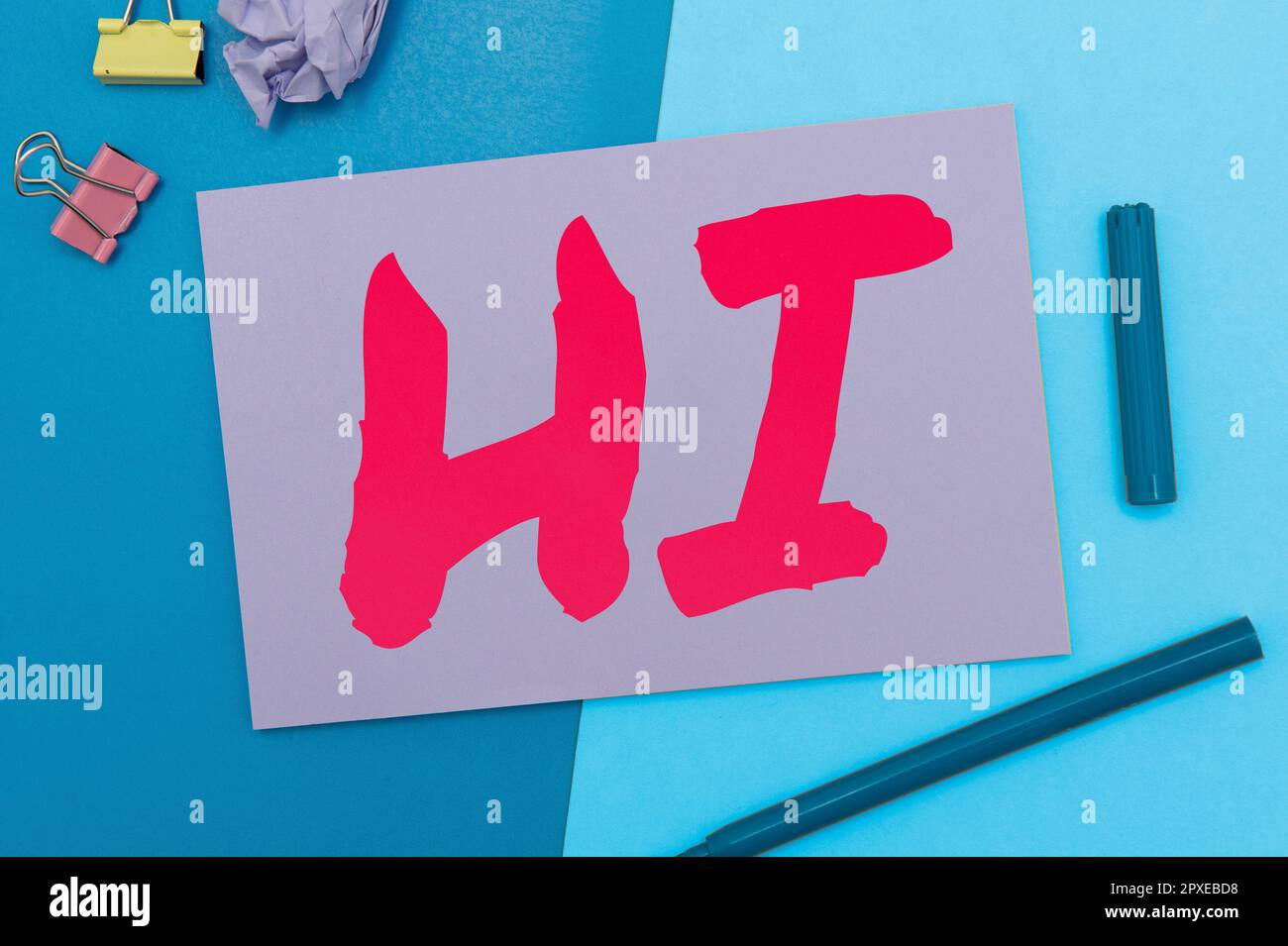 Text caption presenting Hi, Concept meaning used as a greeting or to ...