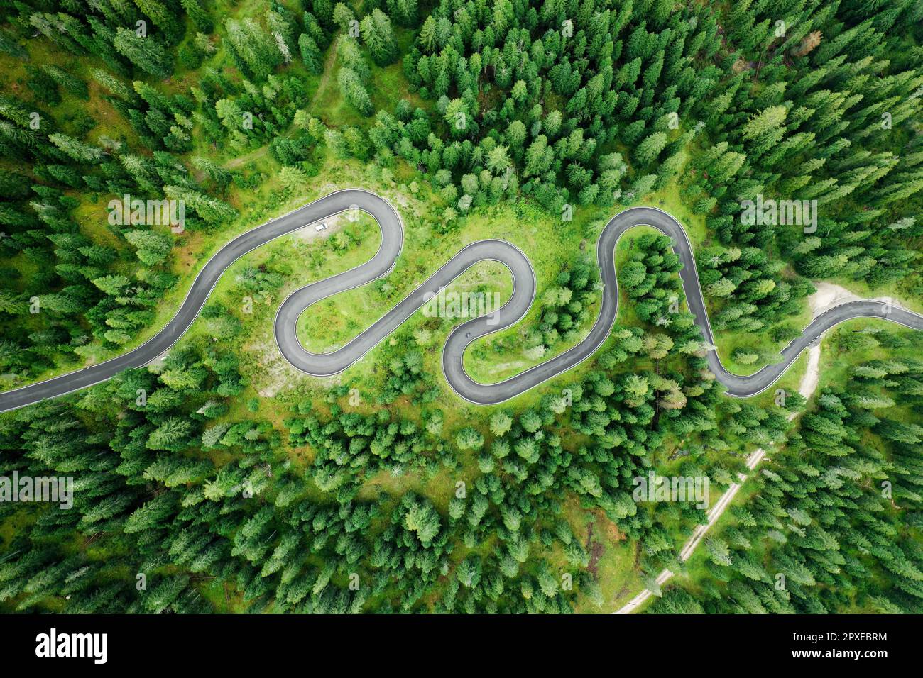 The picturesque serpentine Snake Road driveway in the majestic Alpine ...