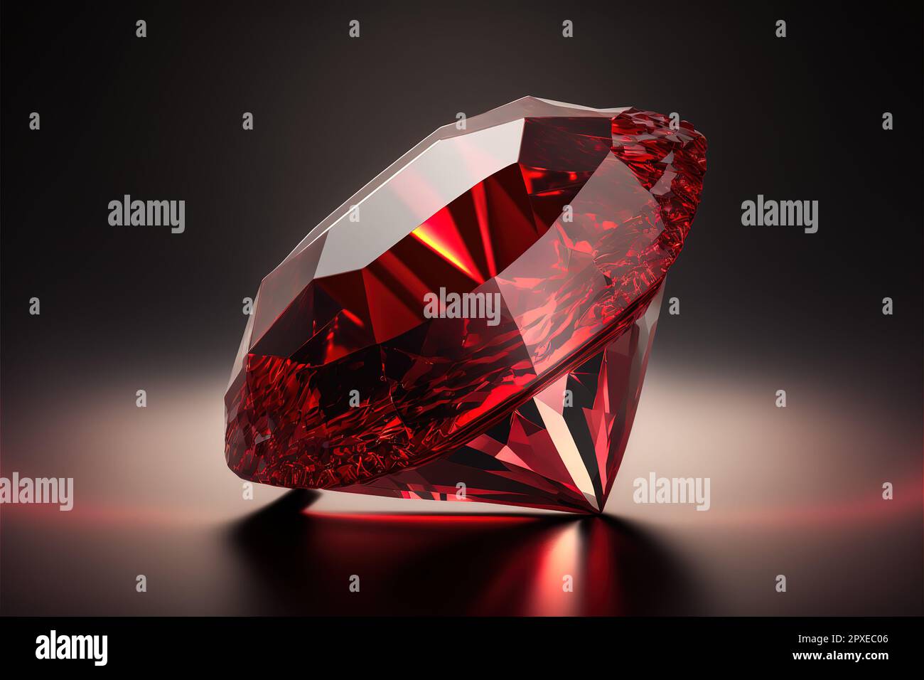 Ruby Gem Diamond dark reflection on gradient background 3d rendering ...