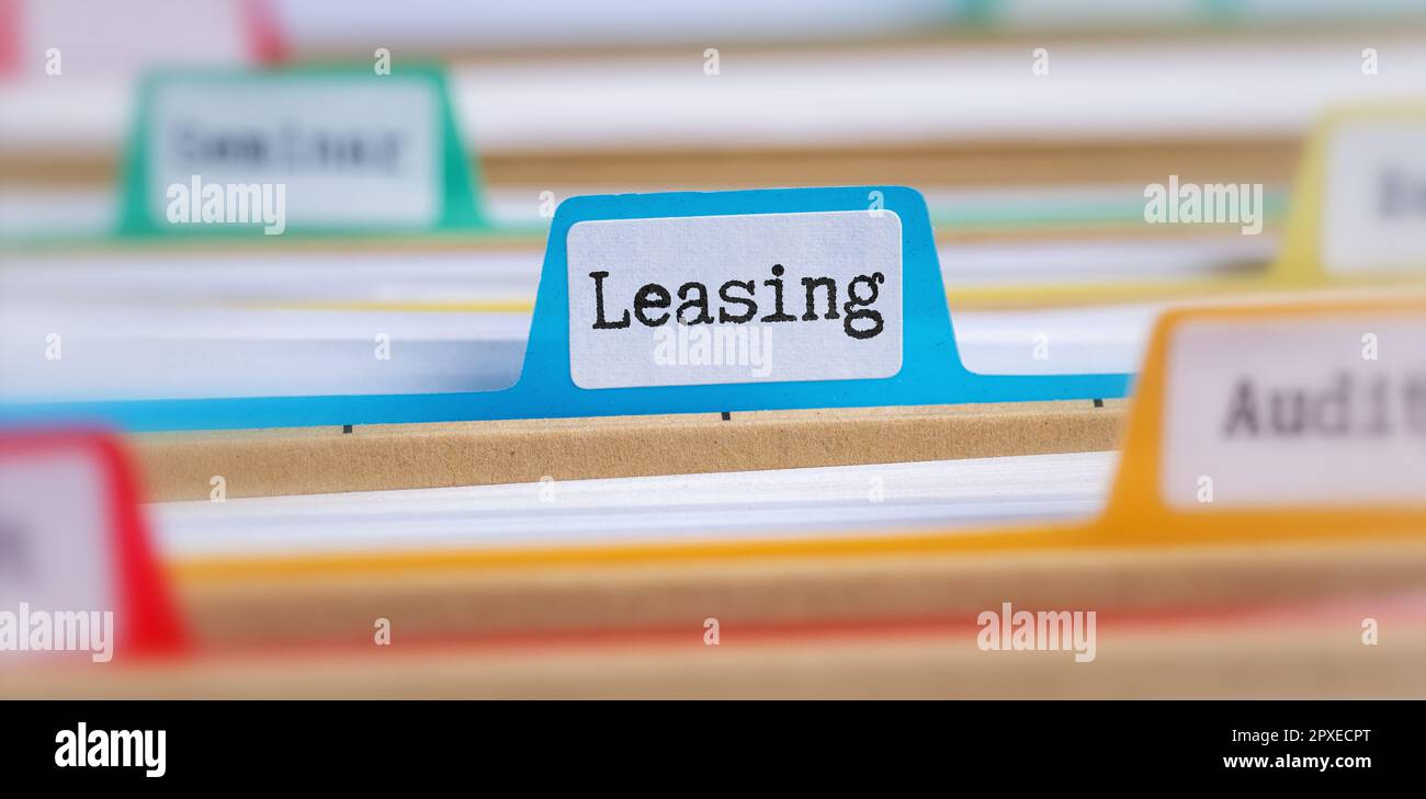 File folders with a tab labeled Leasing Stock Photo - Alamy