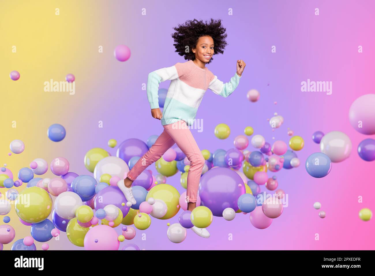 3d retro abstract creative collage artwork template of smiling little ...