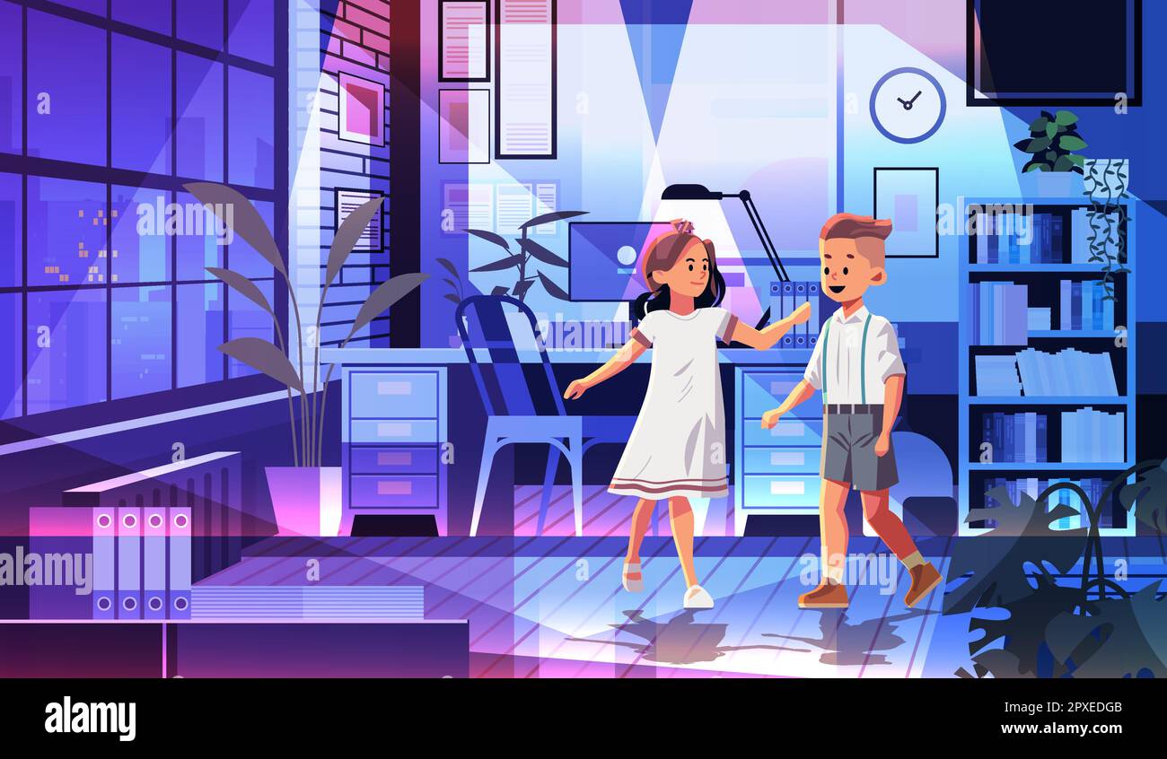 schoolchildren in front of desktop computer at home desk children doing ...