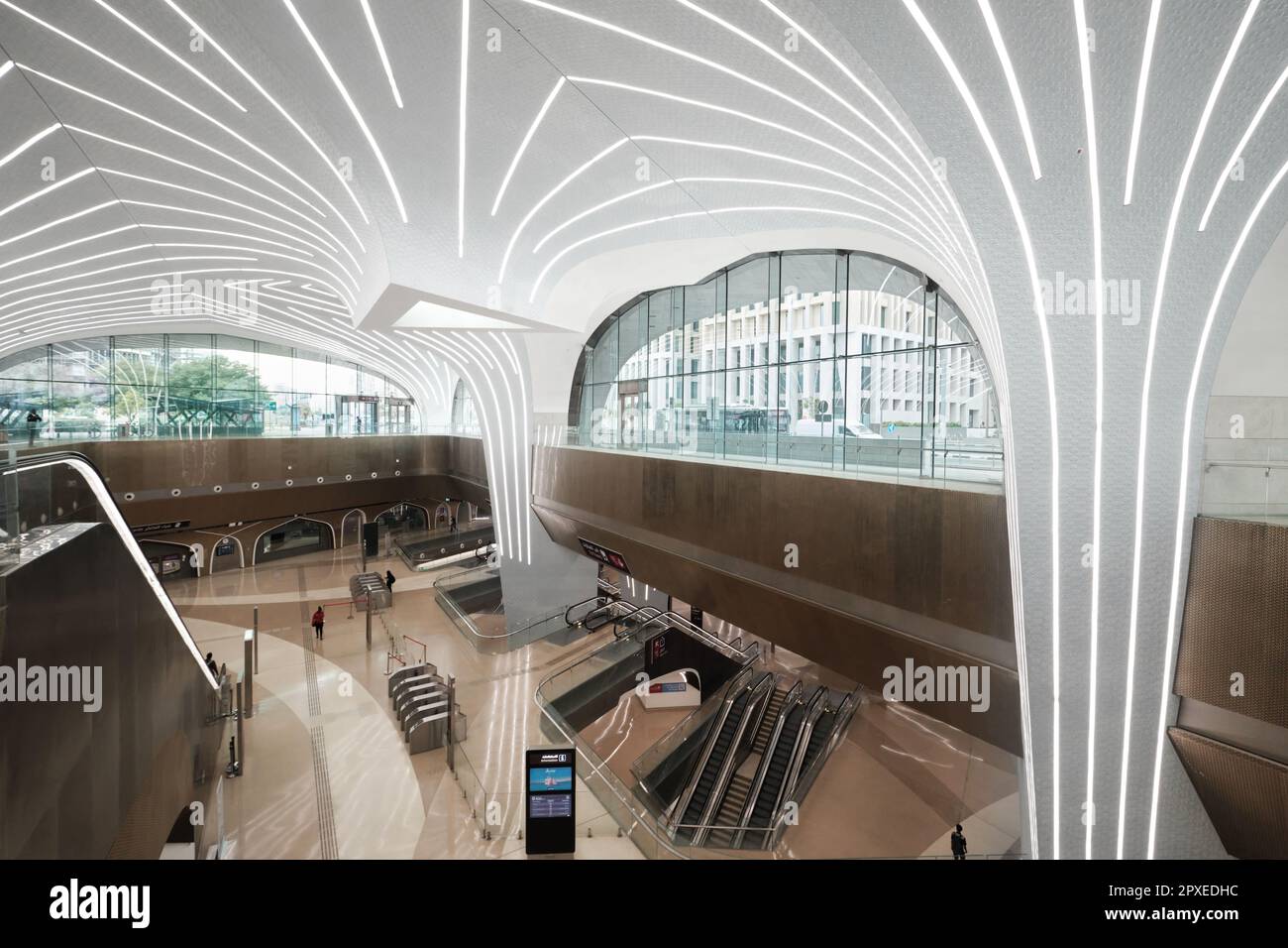 Doha, Qatar - April 2023: Msheireb metro station which is the largest ...