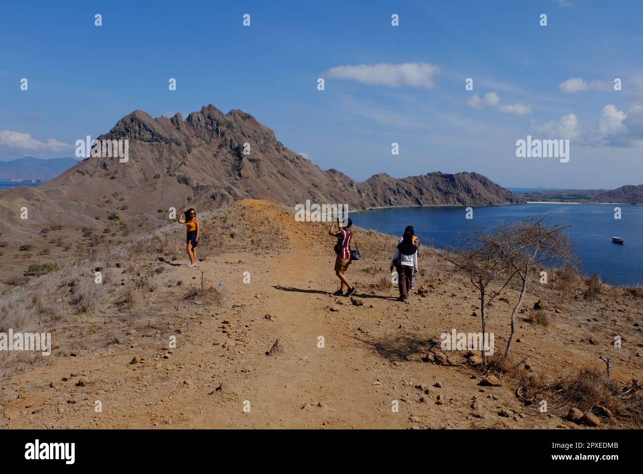 PADAR ISLAND, LABUAN BAJO, INDONESIA - NOVEMBER 2019: Tourists visit ...