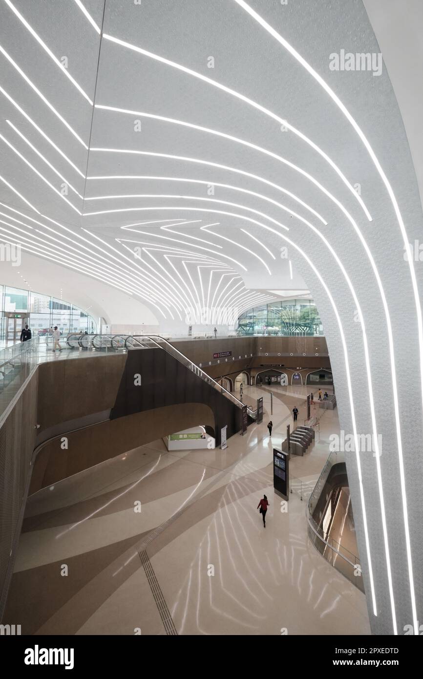 Doha, Qatar - April 2023: Msheireb metro station which is the largest ...