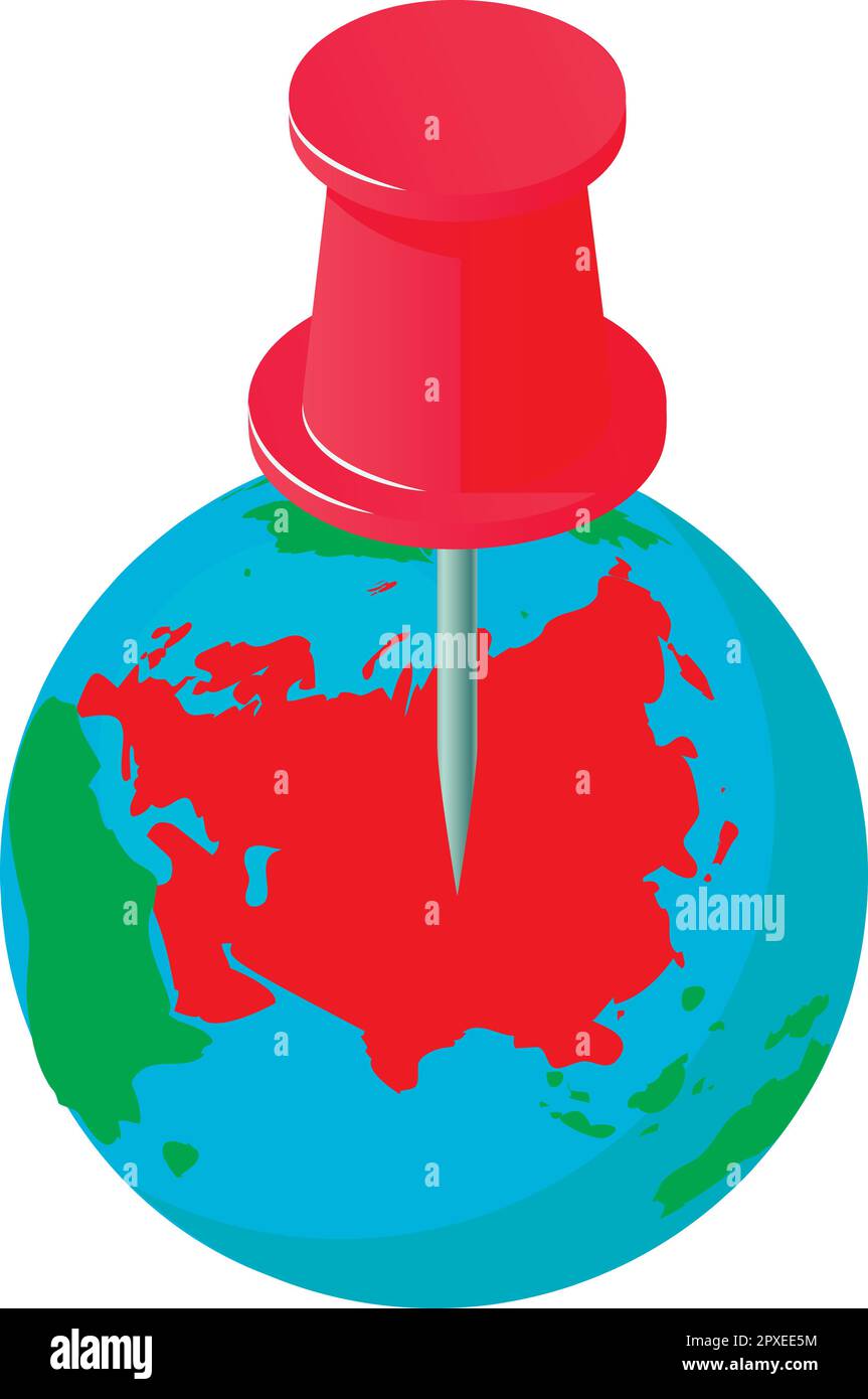 Location pin icon isometric vector. Planet earth globe with red gps pin ...