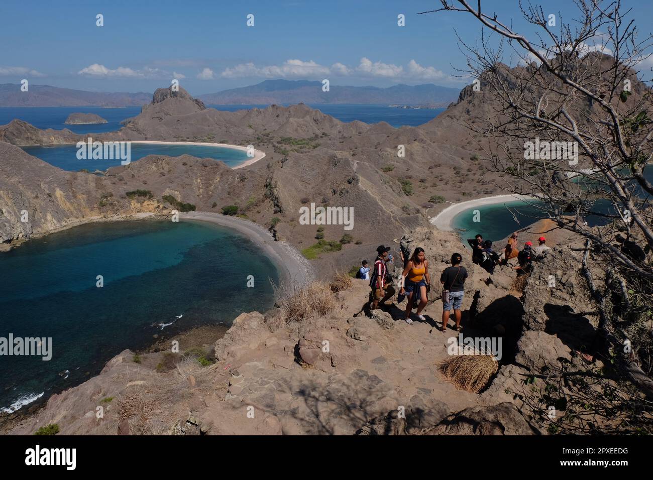 PADAR ISLAND, LABUAN BAJO, INDONESIA - NOVEMBER 2019: Tourists visit ...