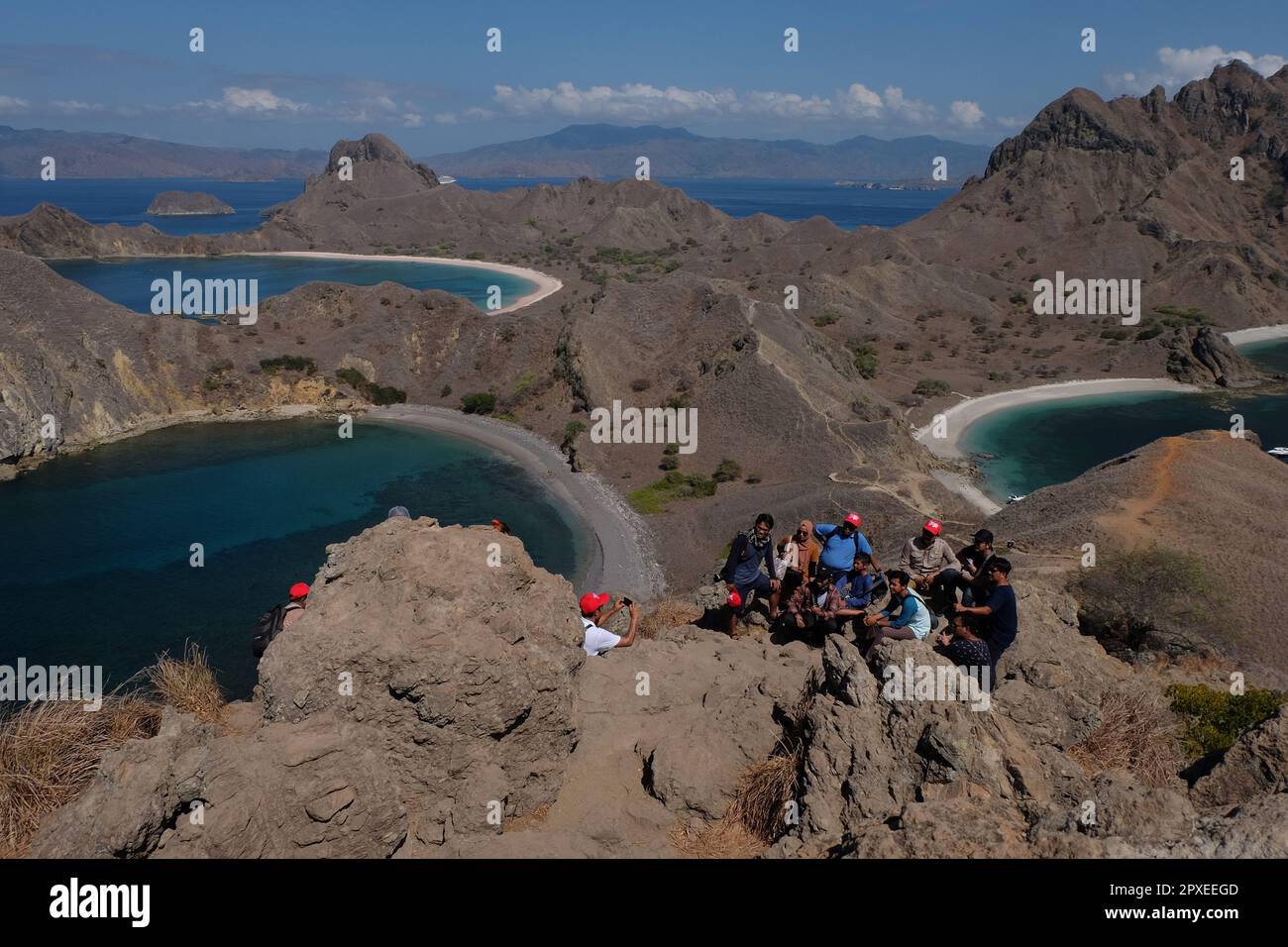 PADAR ISLAND, LABUAN BAJO, INDONESIA - NOVEMBER 2019: Tourists visit ...