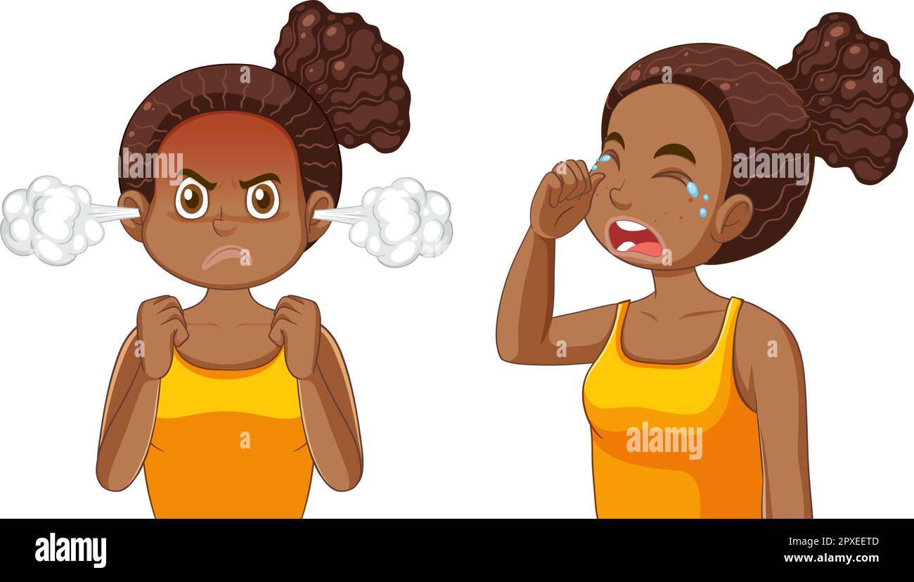 Puberty Girl Experiencing Mood Swings illustration Stock Vector Image ...