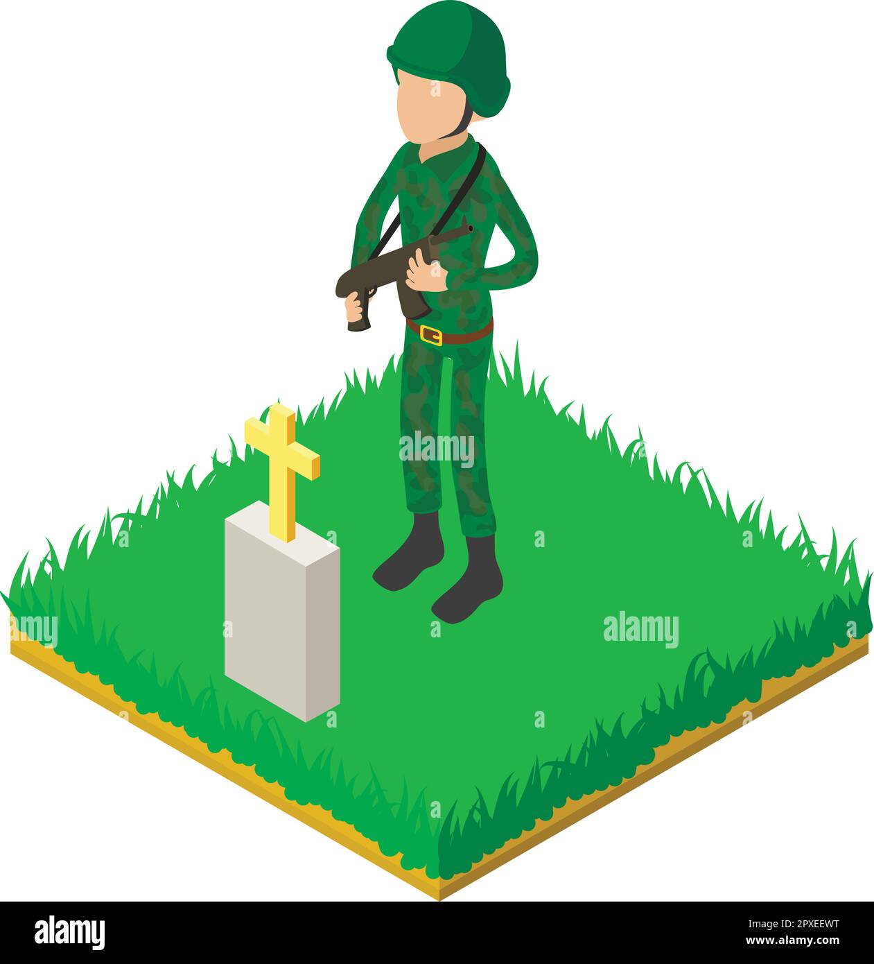 Military man icon isometric vector. Soldier with weapon stand near ...