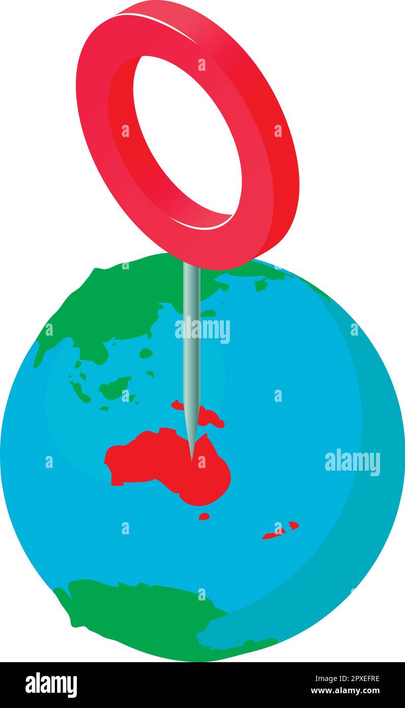 Location sign icon isometric vector. Planet earth globe with red gps ...