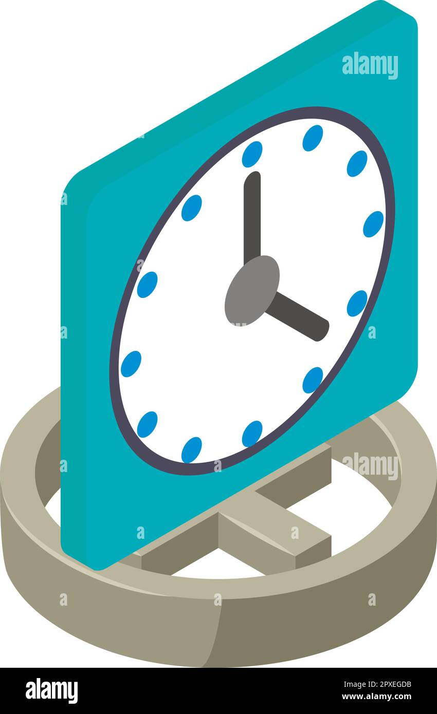 Office clock icon isometric vector. Modern square office wall clock on ...