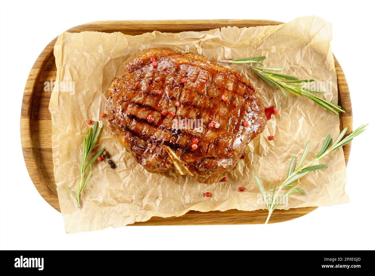 Fried ready-made steak close-up, delicious, restaurant. Seasoned with ...