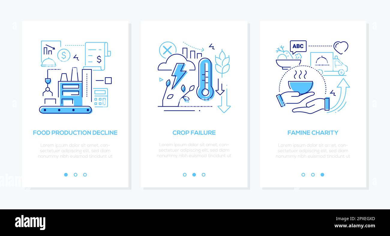Food production and crop failure - line design style banners set Stock ...