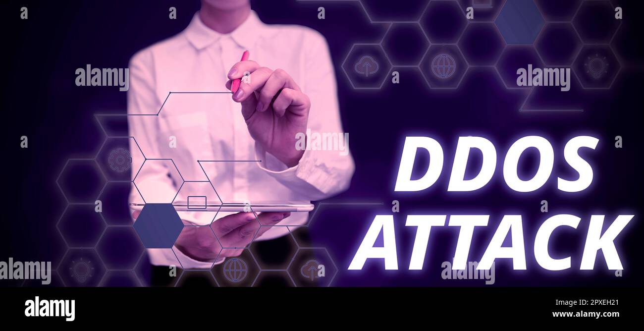 Hand writing sign Ddos Attack, Internet Concept perpetrator seeks to ...