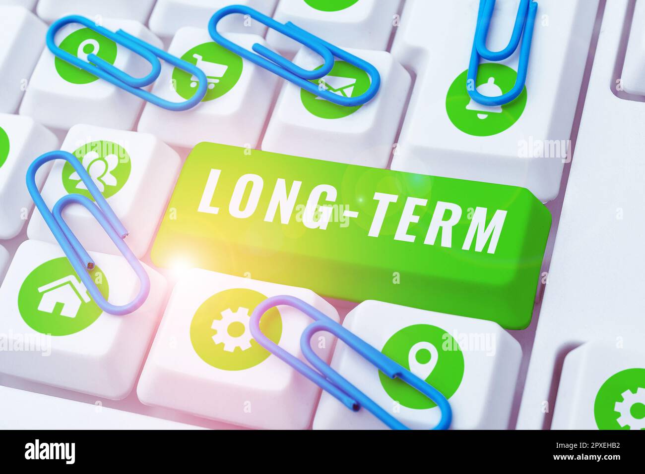 Conceptual caption Long Term, Business overview occurring over or ...