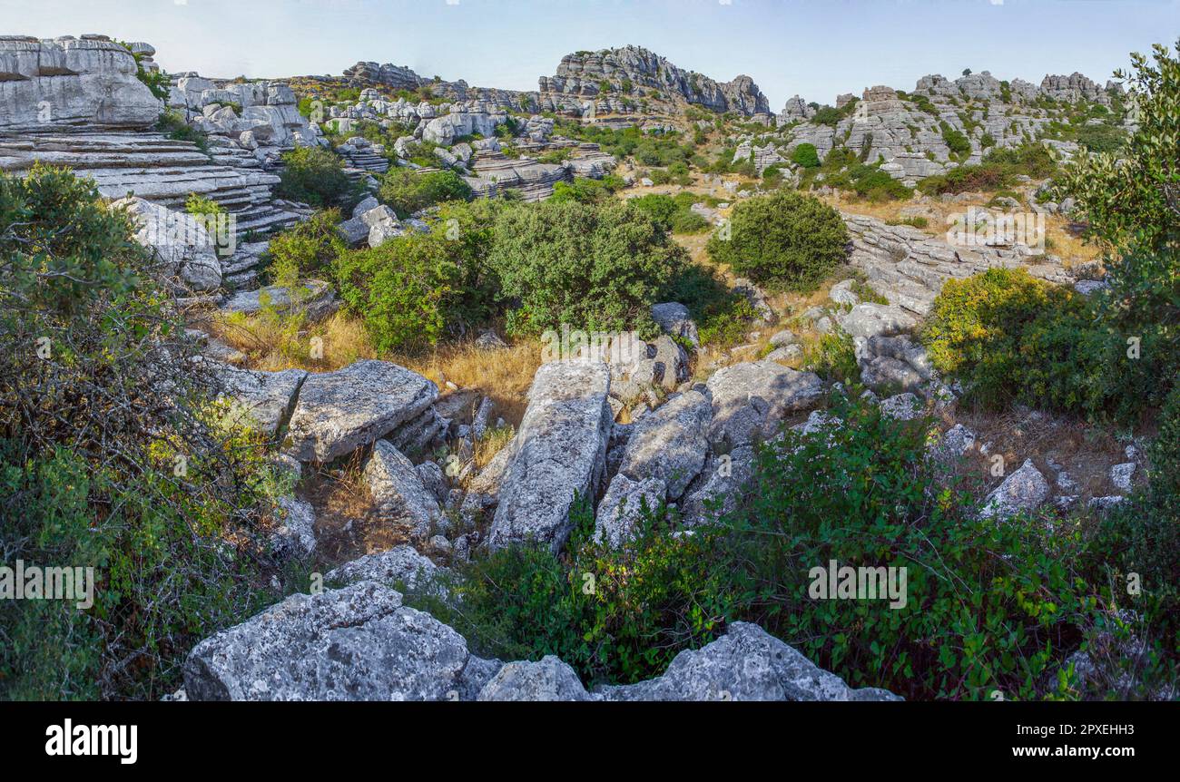 Karstic rock formations at Torcal de Antequera National Park, Malaga ...
