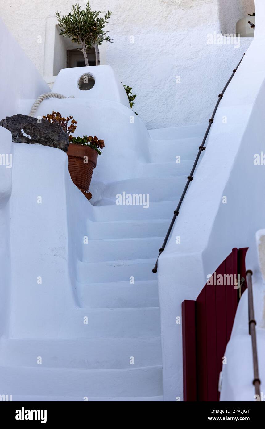 Narrow stone steps, a traditional piece of architecture on the island ...