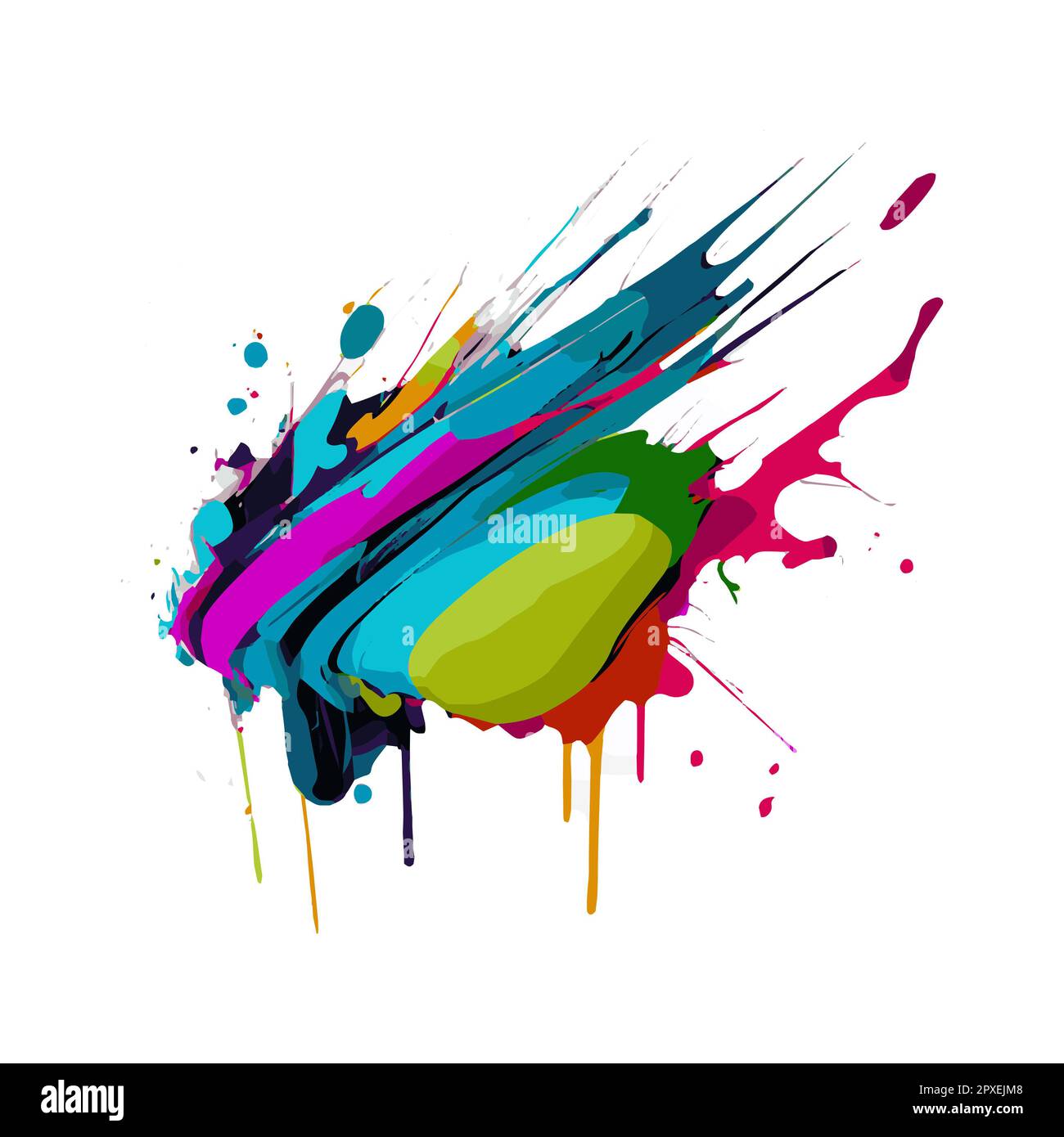 Smears, blots of colored paint on a white background, multicolored ...