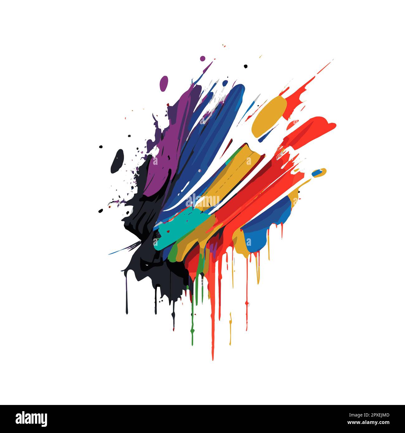 Smears, blots of colored paint on a white background, multicolored ...