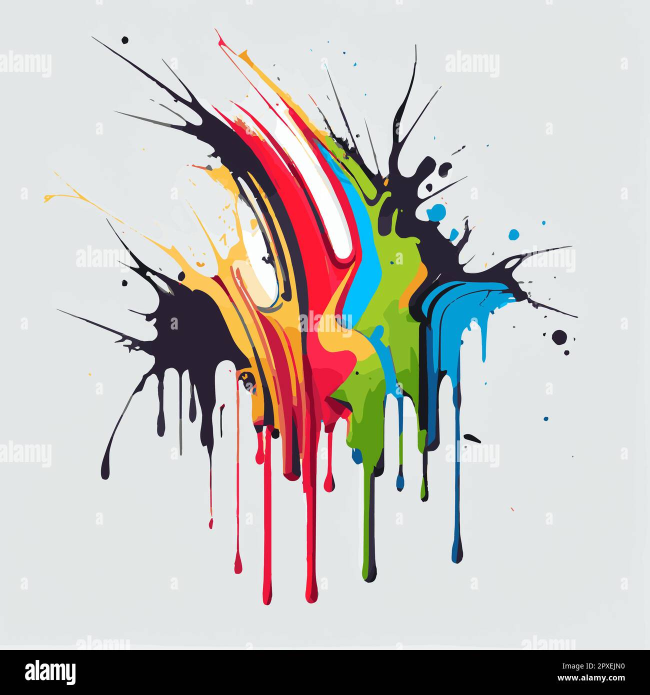 Smears, blots of colored paint on a white background, multicolored ...
