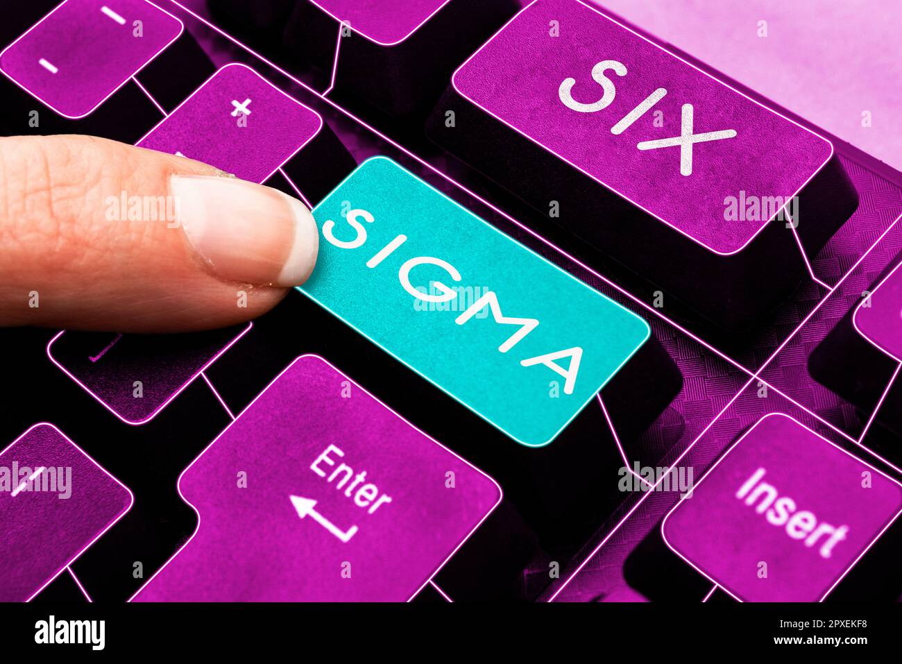 Hand writing sign Six Sigma, Business approach management techniques to ...