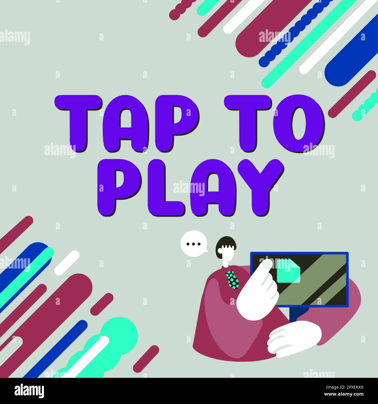 Writing displaying text Tap To Play, Word Written on Touch the screen ...