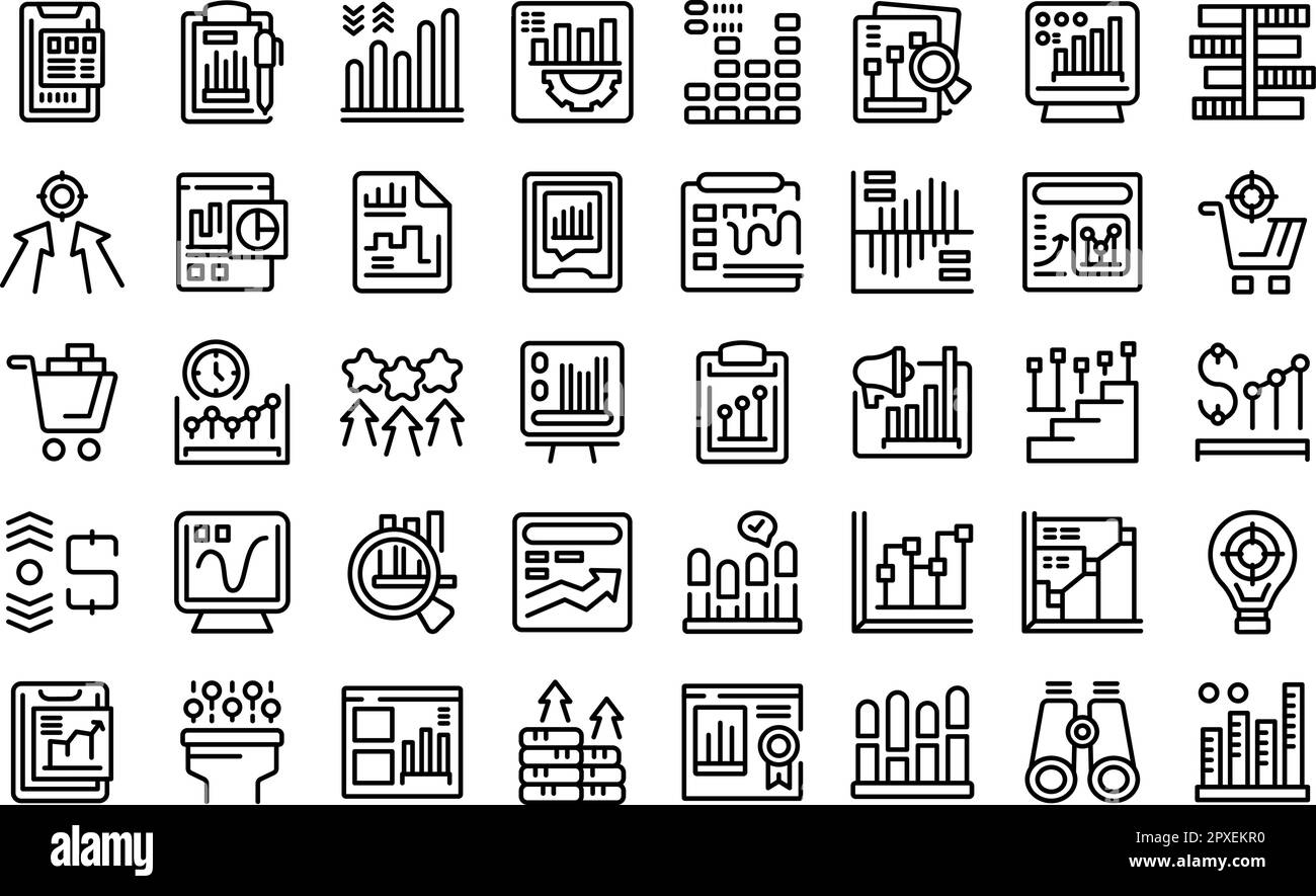 Sales performance icons set outline vector. Service digital. Self ...