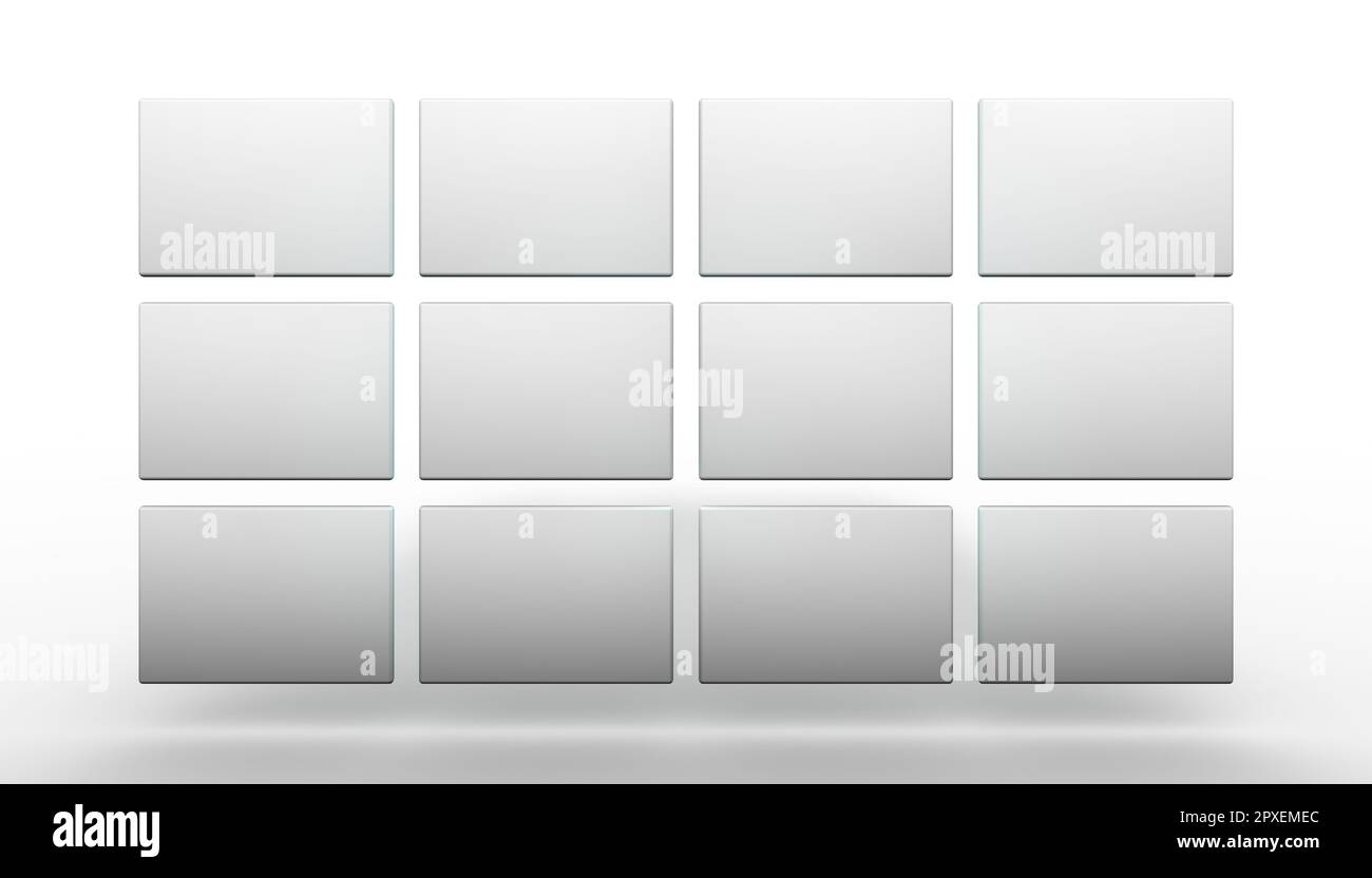 Grid tiles 4x3 - 3D illustration Stock Photo - Alamy