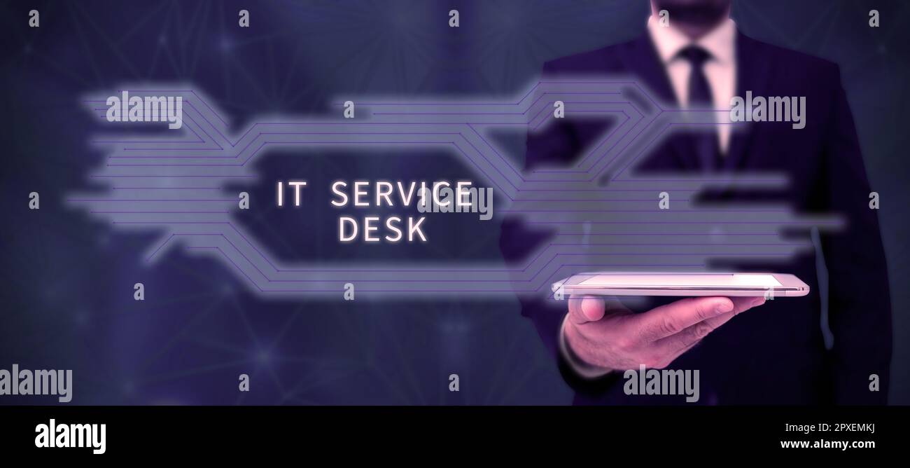 Hand writing sign It Service Desk, Concept meaning Technological ...
